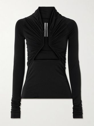 Rick Owens Oberteil Aus Stretch-jersey Mit Raffungen Und Cut-out - Schwarz