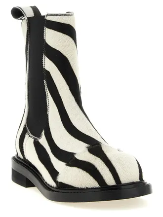 Moschino Zebra Print Pony Hair Ankle Boot - Black