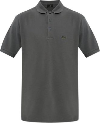 Etro Logo Baumwoll-Polohemd - - Tops - Herren - Grau - S