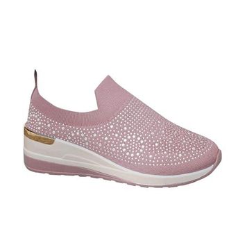 Generic Baskets respirantes &agrave; paillettes pour femme - Bout rond - Semelle &eacute;paisse - Confortables - Style d&eacute;contract&eacute; - Pour gym, sport, tennis, rose, 38.5 EU