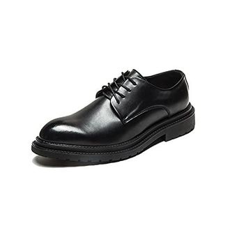 Generic Chaussures habill&eacute;es for Hommes, Lacets, Bout Rond Bruni, Cuir Confortable, Talon carr&eacute;, Semelle en Caoutchouc antid&eacute;rapante, Tige Basse, Mariage(Noir