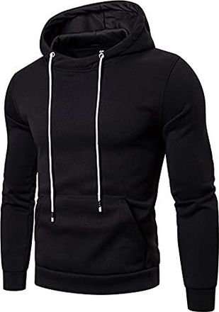 Generic LOIJMK Sweat &agrave; capuche pour homme - Couleur unie - Automne - Hiver - Avec poches - Manches longues - Pour le sport - Surv&ecirc;tement de jogging - &Agrave; capuch