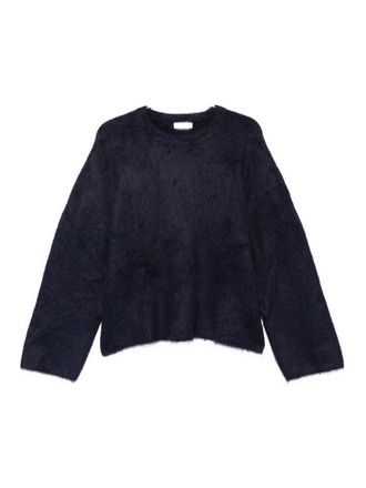 Soft Goat Pull Col Rond - Bleu Fonc&eacute;