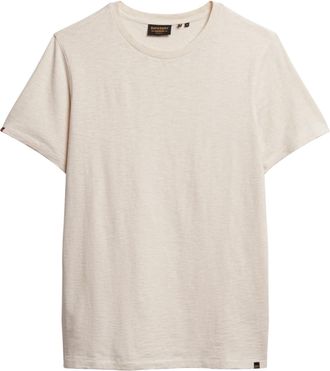 Superdry Herren Kurzärmeliges T-Shirt aus Flammgarn mit Rundhalsausschnitt Hafer Creme Meliert XXL