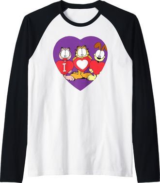 Garfield I Heart Arlene, Garfield, and Odie Valentines Day Raglan
