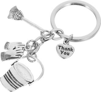 Lioobo Dankesch&ouml;n Schl&uuml;sselanh&auml;nger Hauswirtschaft Mit Eimer Besen Und Arbeitshandschuhen Anh&auml;nger F&uuml;r Reinigungsteam Geschenk F&uuml;r Putzfrauen Und Hausmeister