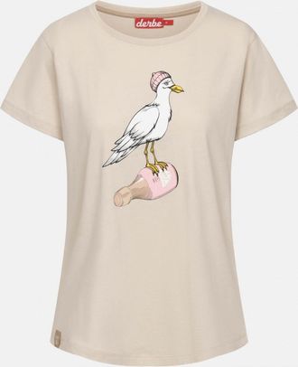 Derbe Derbe T-Shirt Sturmm&ouml;win Damen Beige GOTS Organic