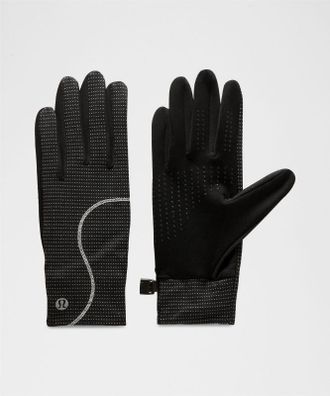 lululemon Fast and Free Reflective Running Gloves - Gr&ouml;&szlig;e M in White/Black