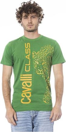 Cavalli Homme, Tops, Vert, Taille: XL T-Shirt Uni en Coton
