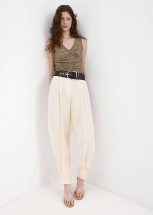 Mango Top ajust&eacute; &agrave; fronces kaki - Femme - XXS - MANGO