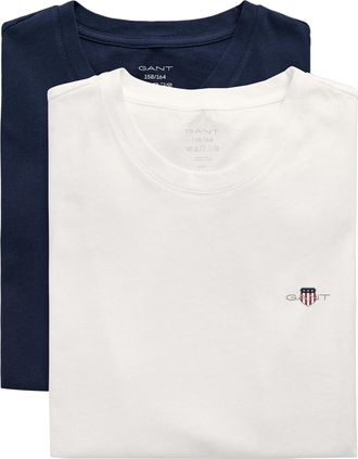 GANT Jungen C-Neck 2-Pack T-Shirt, Navy/White, 146/152 cm