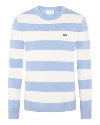 Lacoste Leichter Rundhalspullover mit Blockstreifen und kleinem Krokodil-Aufn&auml;her in