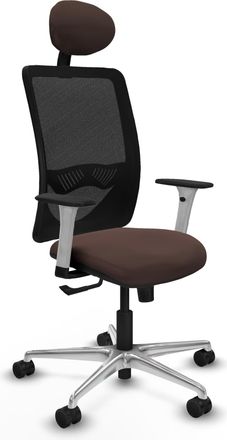 Piqueras y Crespo Schreibtischstuhl Zulema mit wei&szlig;en und schwarzen Armlehnen, h&ouml;henverstellbarer Lendenwirbelst&uuml;tze und festem Kopfteil, ausgestattet mit 3 Positionen,