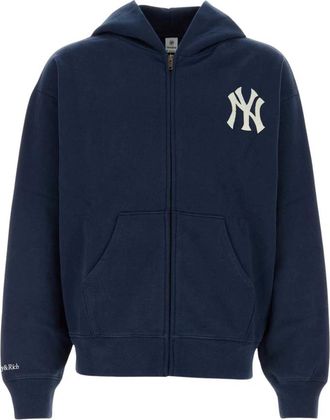 Sporty & Rich Homme, Sweatshirts et sweats &agrave; capuche, Bleu, Taille: S Heritage Yankees Serif Zip Sweat &agrave; capuche