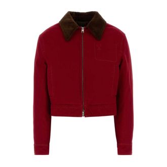 Ami Veste en jean courte - Femme - Vestes - Rouge - Taille: 36 FR