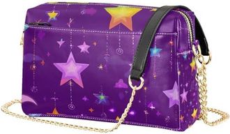 Mnsruu Sacs à bandoulière en cuir pour femme, motif arc-en-ciel, étoile et lune