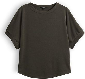 OPUS Kurzarmshirt Setama mit Rippstruktur Boxy Shirt Der abgerundete Saum wirkt modern und unkompliziert