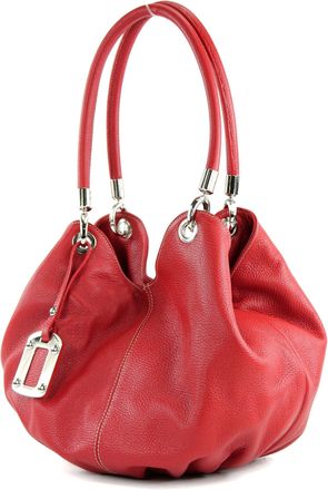 modamoda.de 228 Damen Leder Schultertasche Hobo bag handmade in Italy, Farbe:Rot