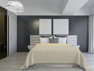 Italian Bed Linen Sommerdecke, feuerfest, zweifarbig, aus Seide, Taupe/Creme, 260 x 270 cm