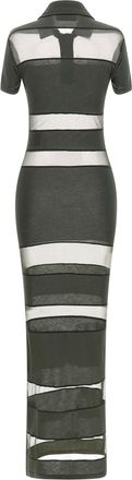 Coperni Striped Sheer Polo Dress - Olive Green