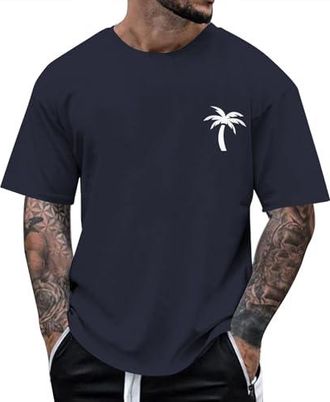 Generic T-shirts palmiers 2025 pour hommes pour la plage, lentra&icirc;nement, l&eacute;t&eacute;, hauts amples pour sortir, coupe ample, d&eacute;contract&eacute;, manches courtes, &eacute;l&eacute;gants, 