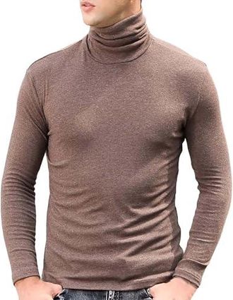 Generic Pull à col haut pour homme - Manches longues - Doux - Tricoté - Style basique - Pour vêtements décontractés et thermiques - Couches de sous-vêtements,