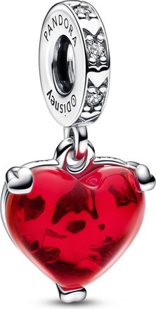 Pandora Disney Micky & Minnie Maus Kuss Rotes Murano-Glas Charm-Anhänger aus Sterling Silber, mit Cubic Zirkonia verziert, aus der Disney x PANDORA Collection