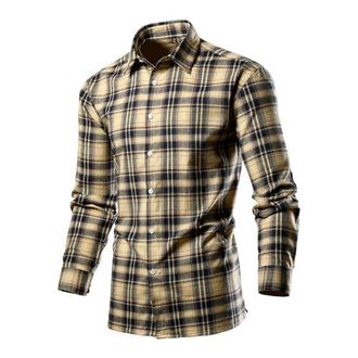 Generic Chemises habill&eacute;es &agrave; carreaux pour homme, coupe r&eacute;guli&egrave;re, formelles, manches longues, flanelle, d&eacute;contract&eacute;es, &agrave; carreaux tartan, chemises de b&ucirc;chero