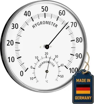 TFA Dostmann 45.2019 Analoges Thermo-Hygrometer, mit Metallring, f&uuml;r ein gesundes Raumklima, (L) 132 x (B) 33 x (H) 132 mm