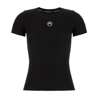 Marine Serre Moon Logo Jersey Short Sleeve Baby Fit T-Shirt - - Tops - Damen - Schwarzk - XS