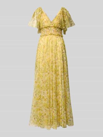 Lace & Beads Abendkleid aus T&uuml;ll mit V-Ausschnitt