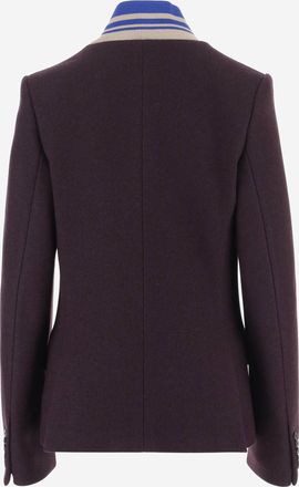 Dries Van Noten Wool-Blend with Contrast Ribbed Collar Jacket - Brown