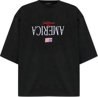 Willy Chavarria Homme, Tops, Noir, Taille: L Welcome To America Buffalo Tee