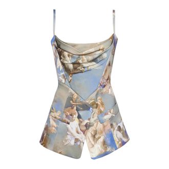 Balmain Sky Printed Satin Corset Top - - Tops - Damen - Mehrfarbig - 2XS