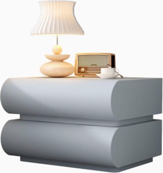 Generic Nachttisch Mit 2 Schubladen - Nachttisch Aus Holz Mit Lederoberfläche, Keine Montage Erforderlich (17,7 Zoll, Hellgrau)(Light Blue,40cm/15.7in)