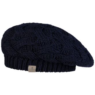 Lierys Jesila Baskenm&uuml;tze Damen Strickm&uuml;tze mit Schurwolle Made in Germany Herbst Winter dunkelblau One Size