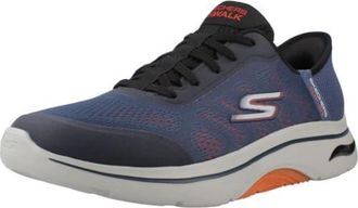 Skechers Homme Go Walk Arch Fit 2.0 Simplicity 2.5 Basket, Navy and Orange Textile/Synthetic, 42.5 EU