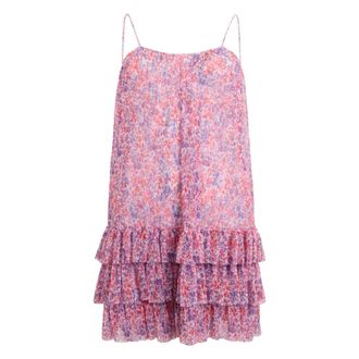 Philosophy di Lorenzo Serafini Femme, Robes, Violet, Taille: 34 FR Robe Courte Fleurie &agrave; Volants
