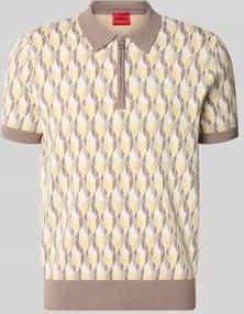 HUGO BOSS Poloshirt mit Rei&szlig;verschluss und Allover-Print