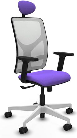 Piqueras y Crespo Drehstuhl mit Rollen und 2D-Armlehnen, h&ouml;henverstellbare Lendenwirbelst&uuml;tze und festes Kopfteil, ausgestattet mit 3 Positionen und Schneideschaum, Wei