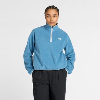 New Balance Femme Sport Polar Fleece Half Zip en Bleu, Polaire poly, Taille XL