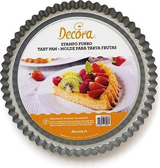 Decora 0070031 Clevere Backform für Tarte, Antihaftbeschichtet, rund Ø 28 X 3 cm, Ermöglicht einfaches Befüllen der Tarte, Professionelles Design