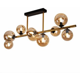 ETC Shop Etc-shop - Plafonnier avec boule de projecteur en verre Plafonniers boules de verre Table &agrave; manger, led laiton ambre 9 lumi&egrave;res, 3,5W 350lm 3000K