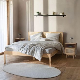 TERRE DE NUIT Lot de deux tables de chevet cannage en pin massif ANNA - ANNA