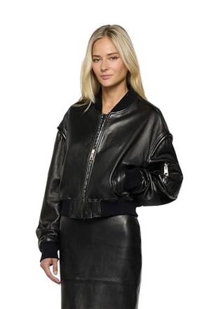 Simona Corsellini Veste en cuir noir femme 42, Noir, 38