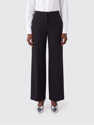 Jil Sander Pantalon large taille haute en m&eacute;lange de soie
