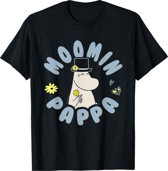 Moomin Pappa Blume Wei&szlig; Umriss T-Shirt