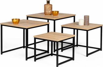 IDMarket Set mit 4 Couchtischen Detroit 35/40/45/50 cm, industrielles Design