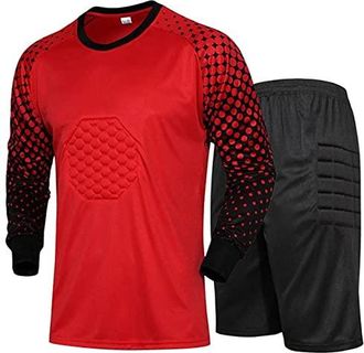 dPois Ensembles de Maillots de Football Hommes Survêtements Uniformes de Footballss Tenue de Costume de Gardien de But de Football avec Short Sport M-3XL A 