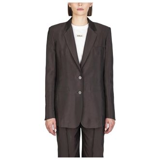 Alysi Femme, Vestes, Brun, Taille: 40 FR Veste en modal simple boutonnage